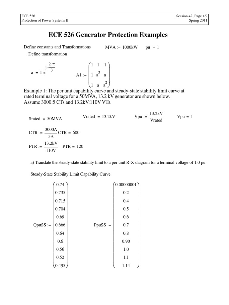 Generator Protection Examples: Translating Steady-State Stability and ...