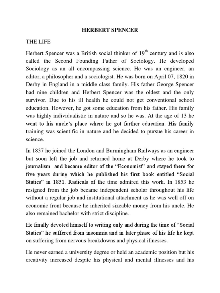 Herbert Spencer | PDF | Sociology | Society