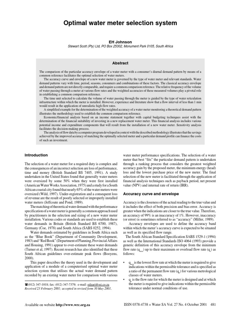 Optimal Water Meter Selection System | PDF | Internal Rate Of Return ...