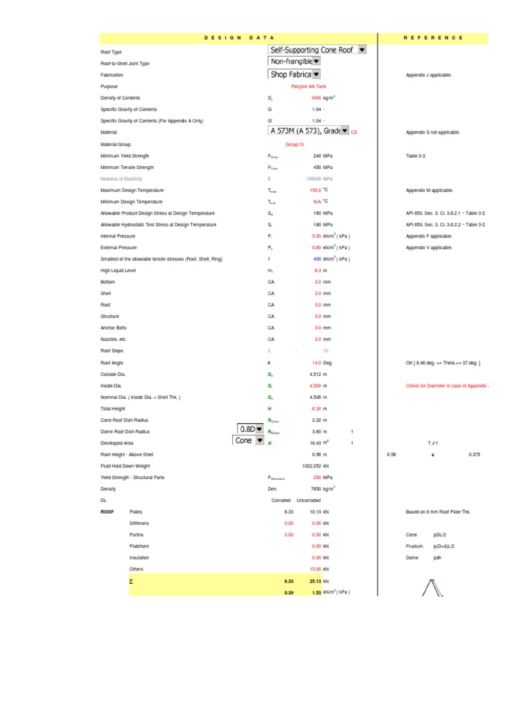 API 650 Tank Design | PDF