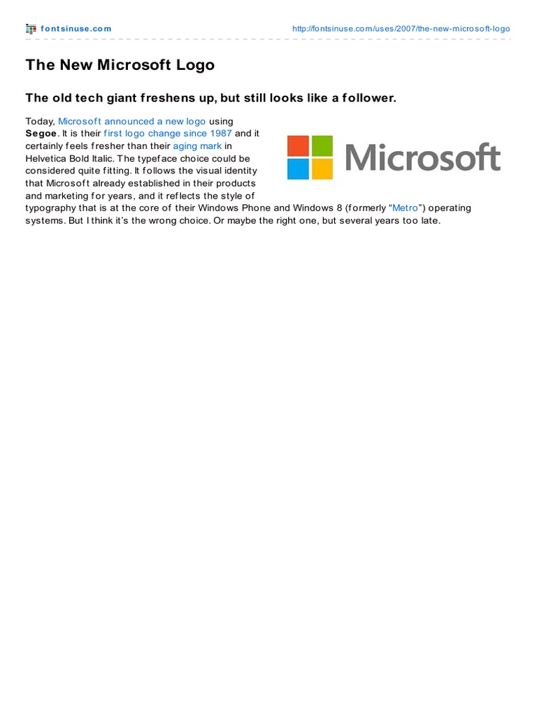 The New Microsoft Logo | PDF | Microsoft | Typography