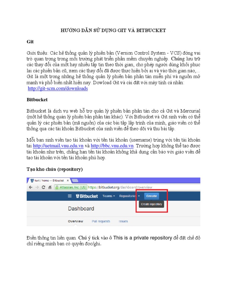 Huong Dan Su Dung Git Va Bitbucket | PDF