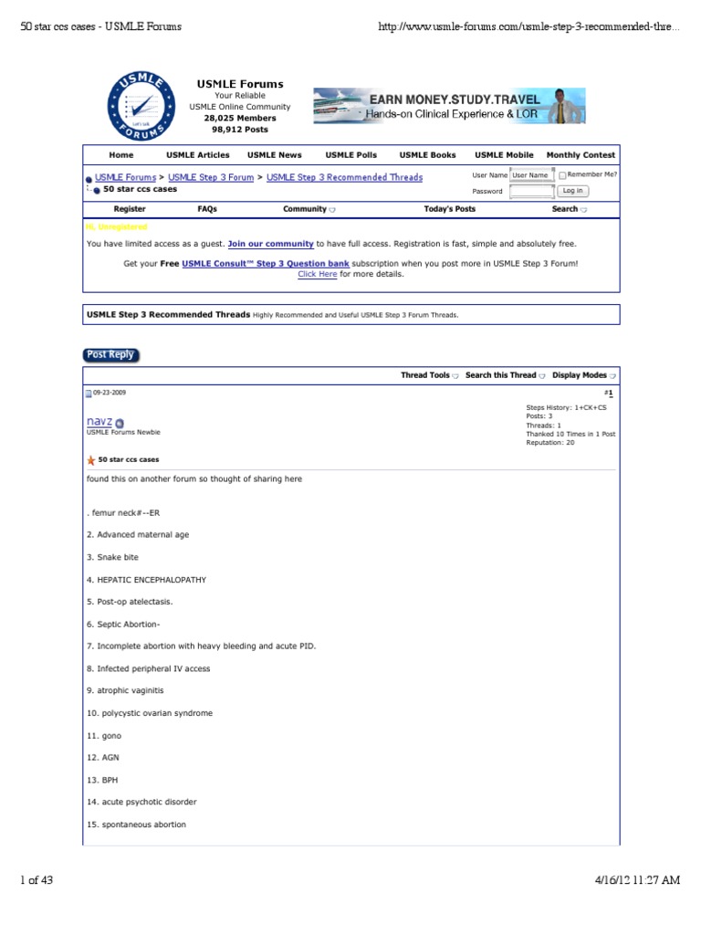 50 Star Ccs Cases - USMLE Forums | Download Free PDF | Multiple Myeloma ...
