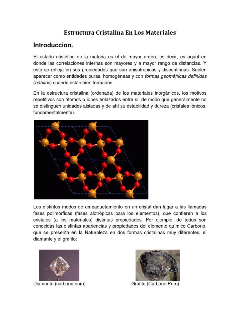 Estructura Cristalina en Los Materiales | PDF | Estructura cristalina ...