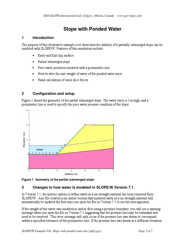 Slope With Ponded Water | PDF | Finite Element Method | Pressure