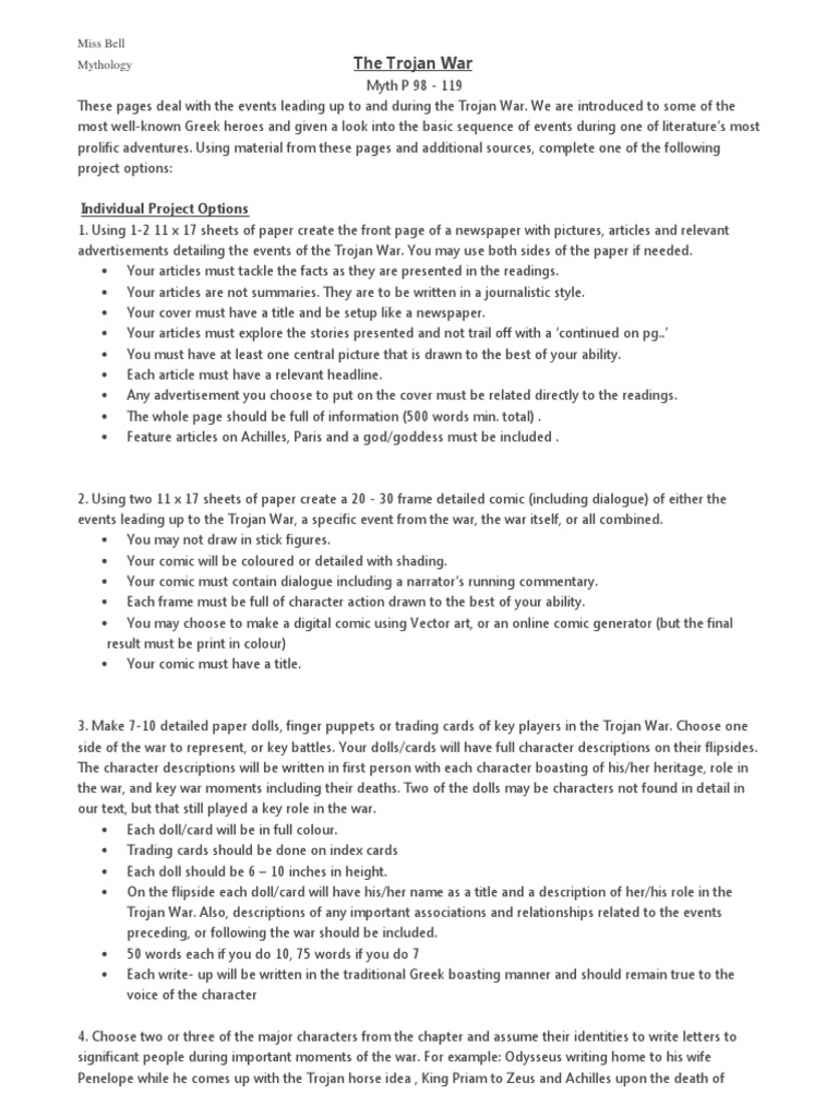 Trojan War Project | PDF | Trojan War | Hector