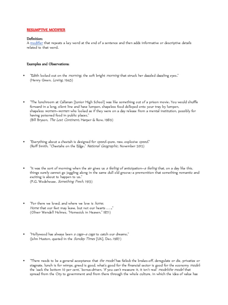 Resumptive Modifier | Download Free PDF | Adjective | Sentence ...