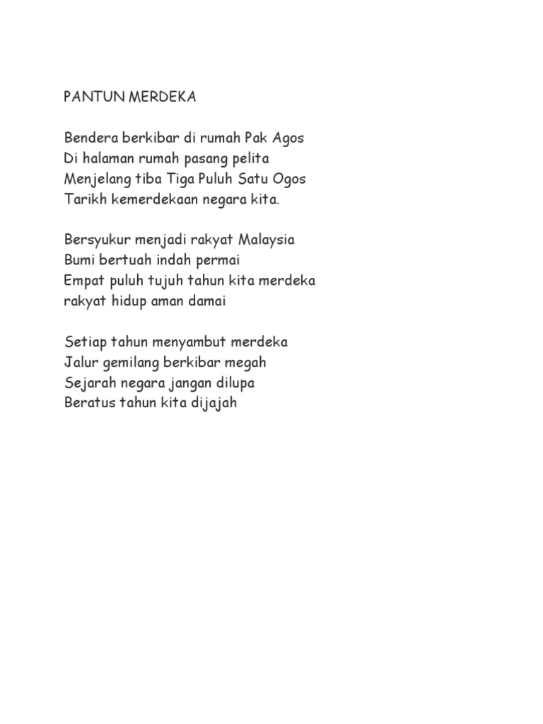 Pantun Kemerdekaan Malaysia 2025 | PDF