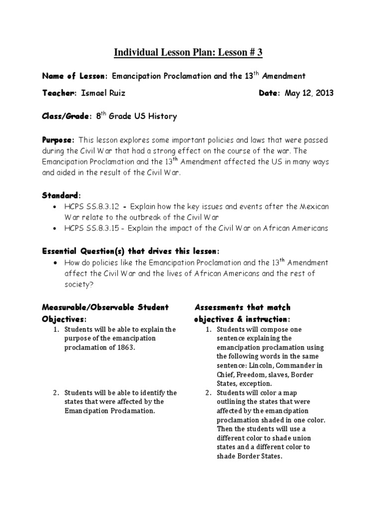 Emancipation Proclamation & 13th Amendment | PDF | Emancipation ...