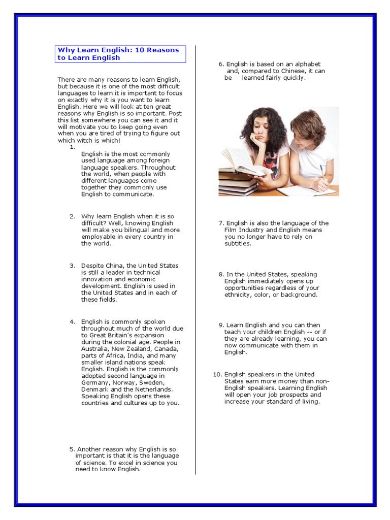 Why Learn English | PDF | Foreign Language Studies