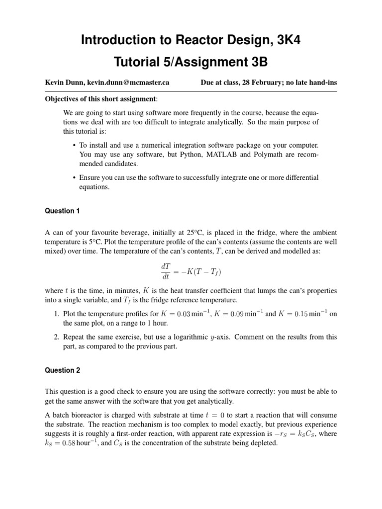3K4 2013 Tutorial Week 5 | PDF | Chemistry | Physical Sciences