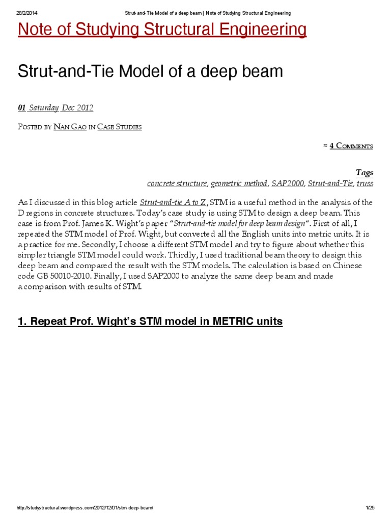 Strut and Tie Model | PDF | Beam (Structure) | Structural Engineering