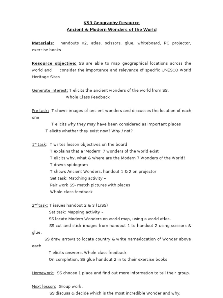 PCT 3i Geography Resource KS3 Lesson Plan | PDF