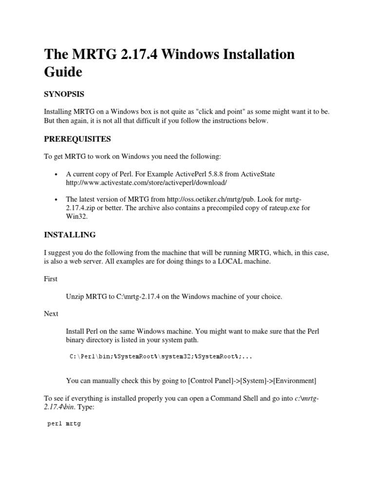 The MRTG 2 Install Guide On Windows | PDF | Command Line Interface | Windows Registry