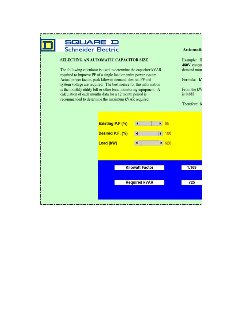 SCHNEIDER Capacitor Sizing | PDF | Capacitor | Quantity