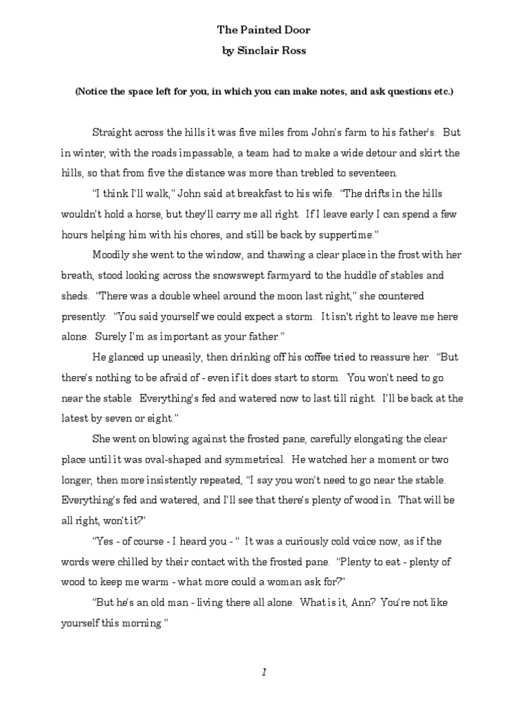 The Painted Door - Short Story | PDF | Thesis | Window