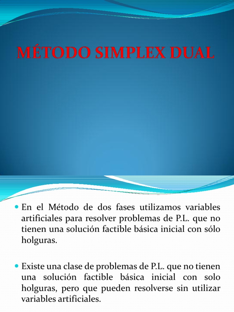 Método Simplex Dual | PDF | Algoritmos y Estructuras de Datos | Programación de computadoras