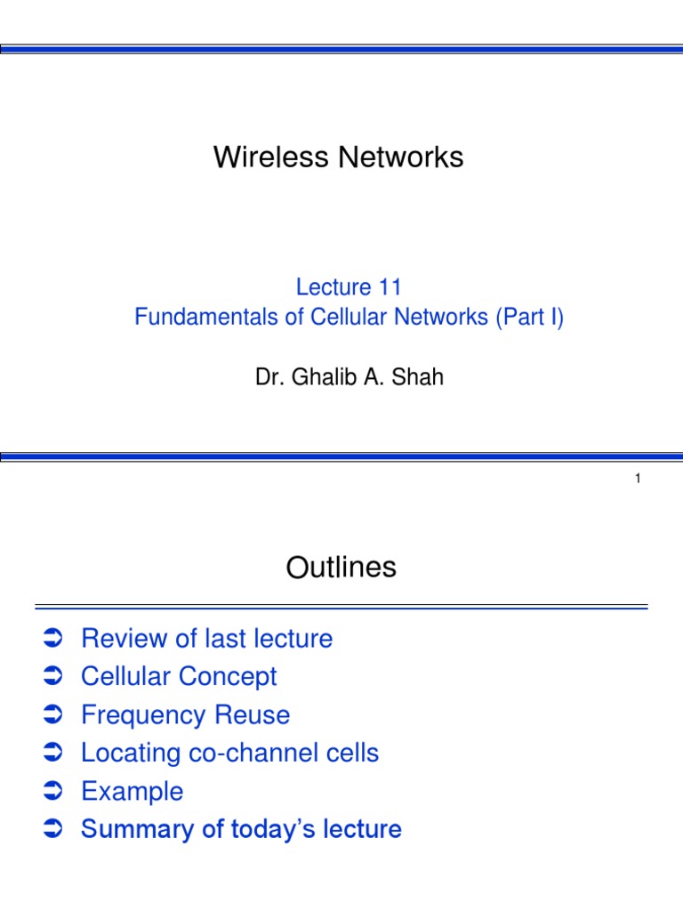 Wireless Networks: Fundamentals of Cellular Networks (Part I) | PDF ...