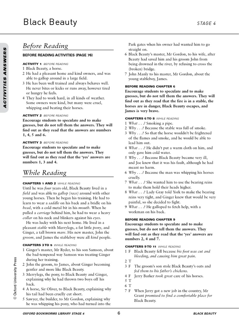 Black Beauty: Before Reading | PDF