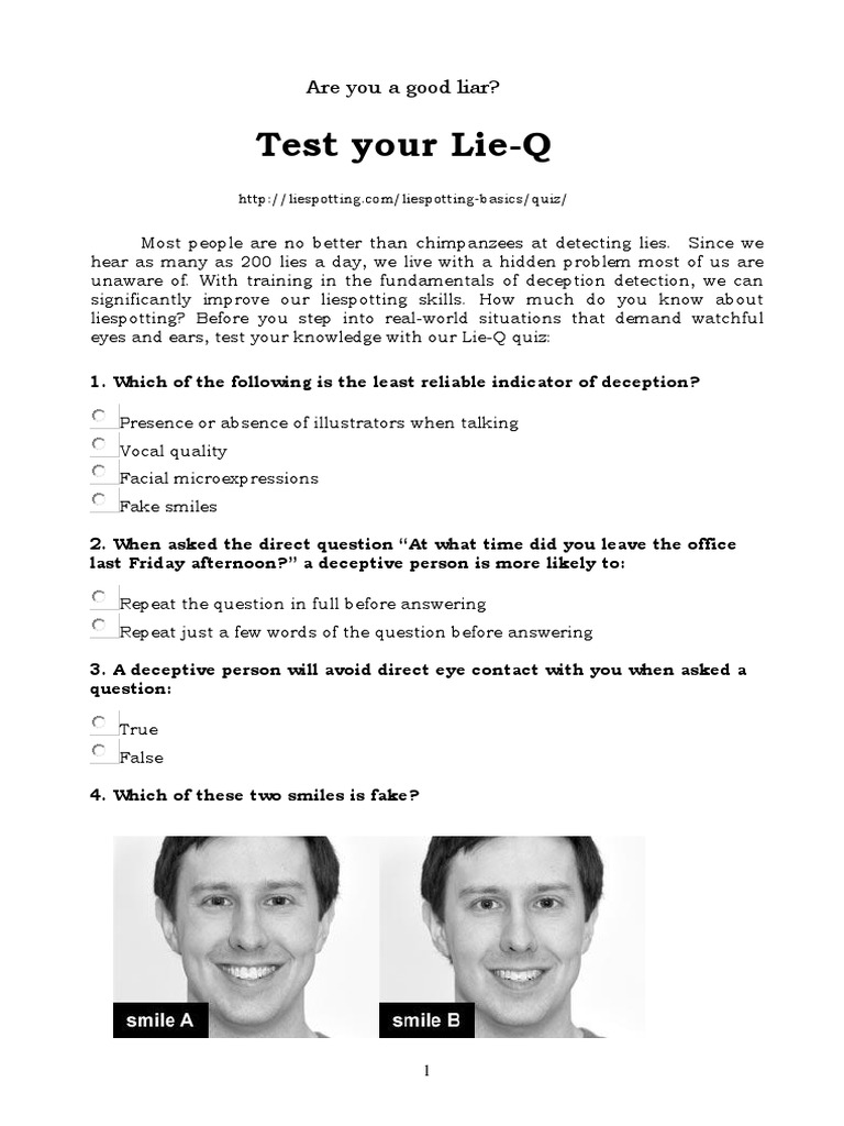 Test Your Liespotting Skills | PDF | Lie | Deception