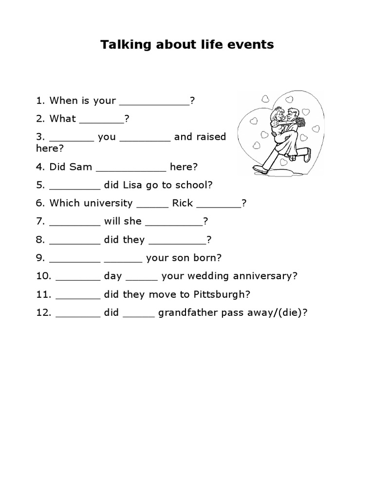 100 Talking About Life Events Worksheet | PDF
