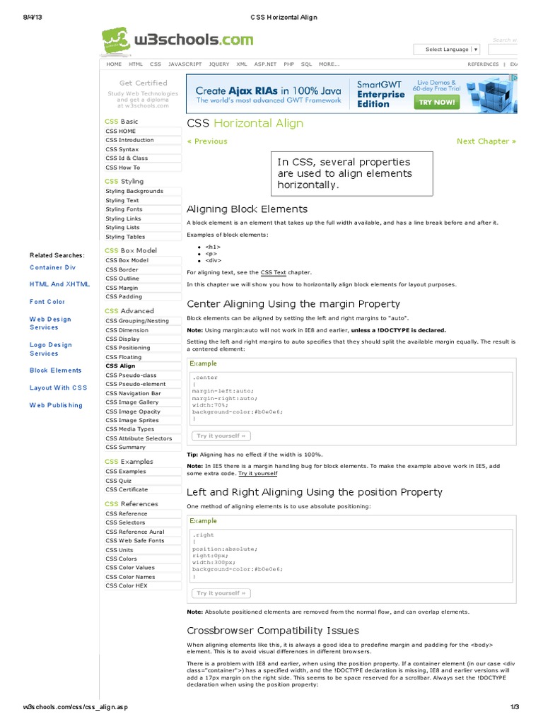 CSS Horizontal Align | PDF | Cascading Style Sheets | J Query CSS Horizontal Align | PDF | Cascading Style Sheets | J Query