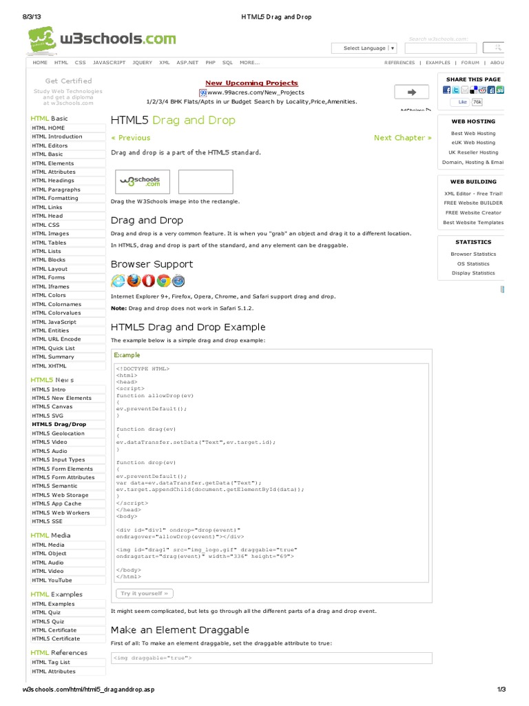 HTML5 Drag and Drop | PDF | Html5 | Html