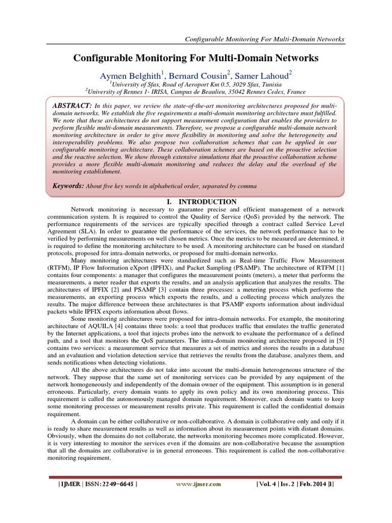 Configurable Monitoring For Multi-Domain Networks | PDF | Computer Network | Internet Protocols