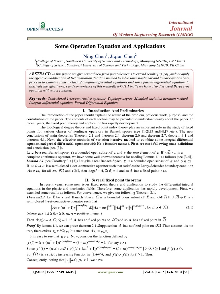 Some Operation Equation and Applications | PDF