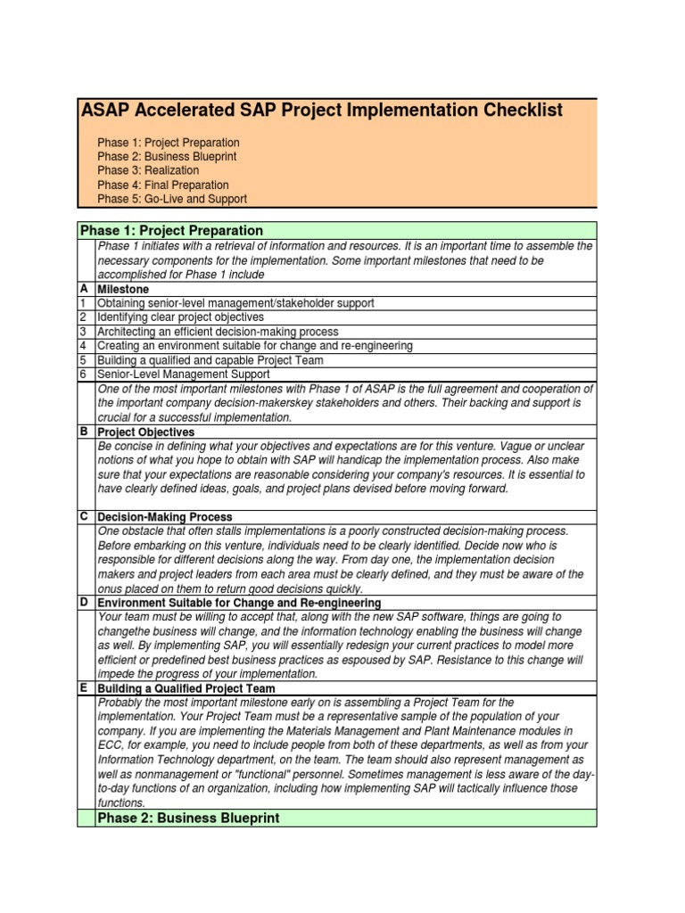 ASAP Implementation Checklist | PDF