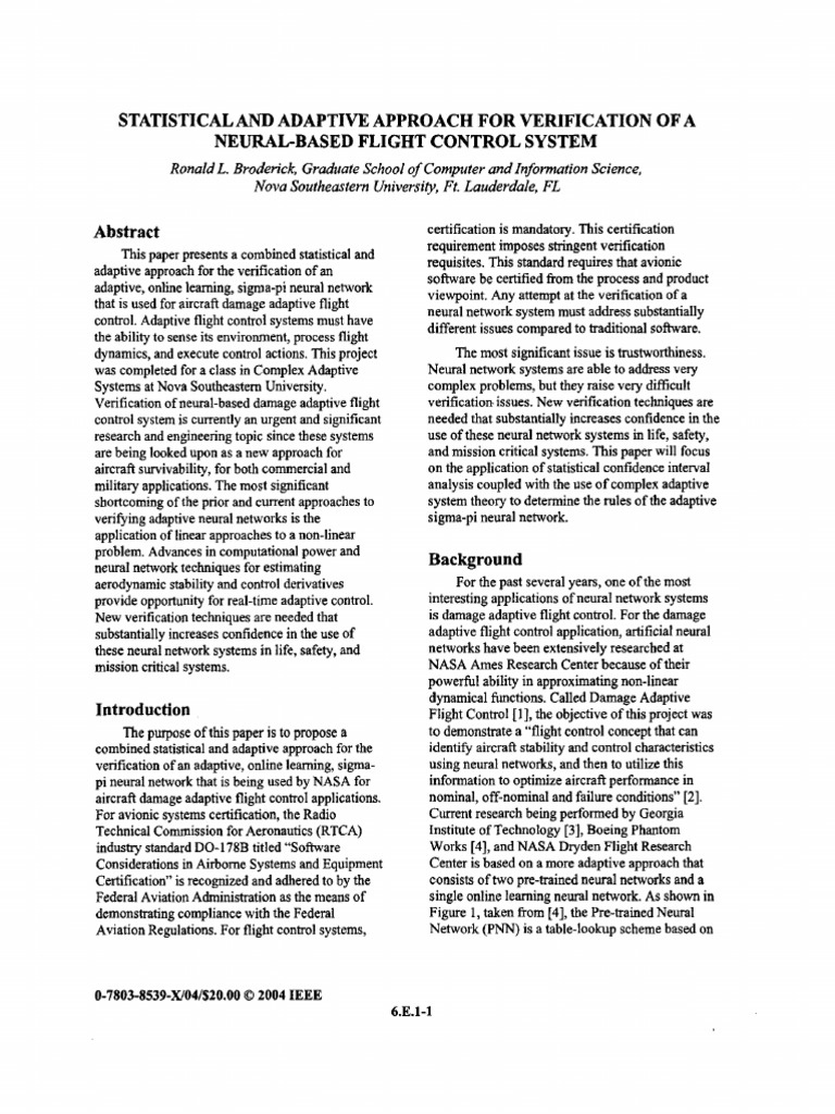 Neural-Based Flight Control System | PDF | Control Theory | Artificial Neural Network