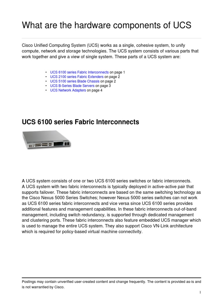 What Are The Hardware Components of UCS: UCS 6100 Series Fabric ...