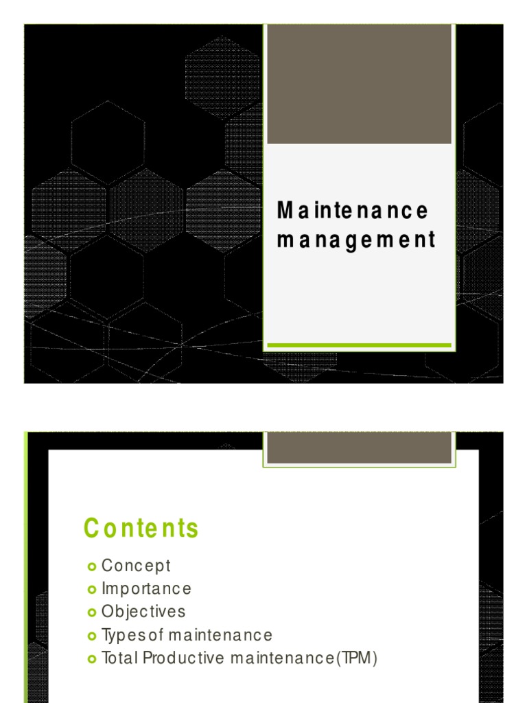 Maintenance Management | PDF | Maintenance | Production And Manufacturing