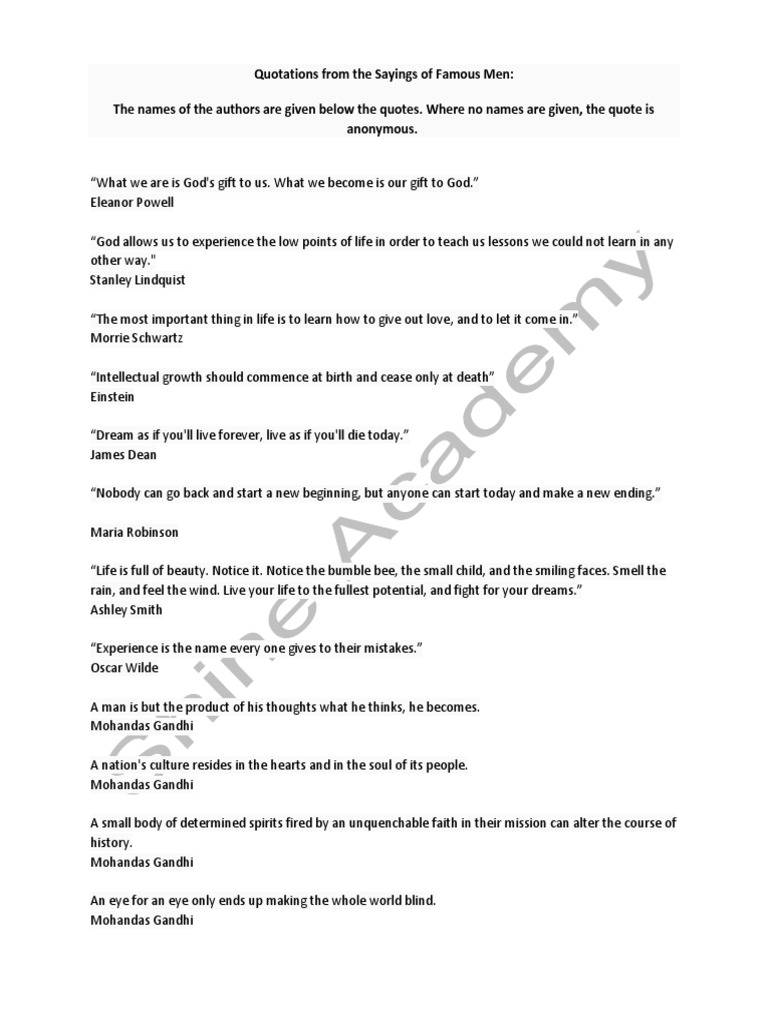 Quotations From The Sayings of Famous Men: The Names of The Authors Are ...