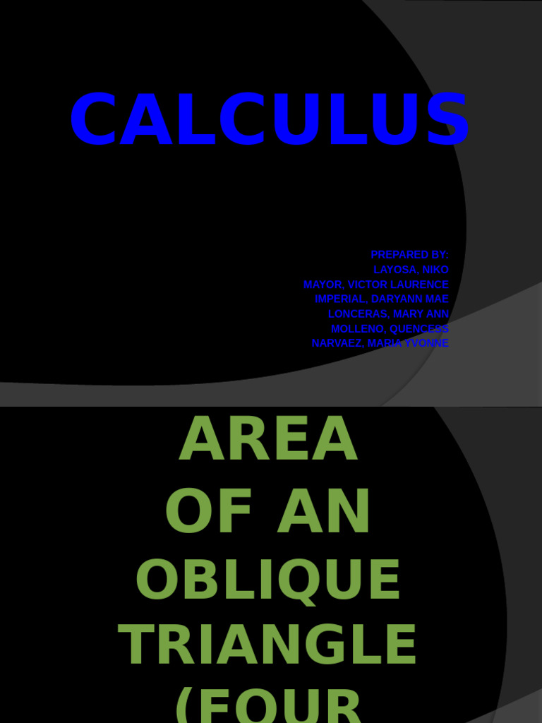 Area Calculation of Oblique Triangles | PDF | Sine | Area