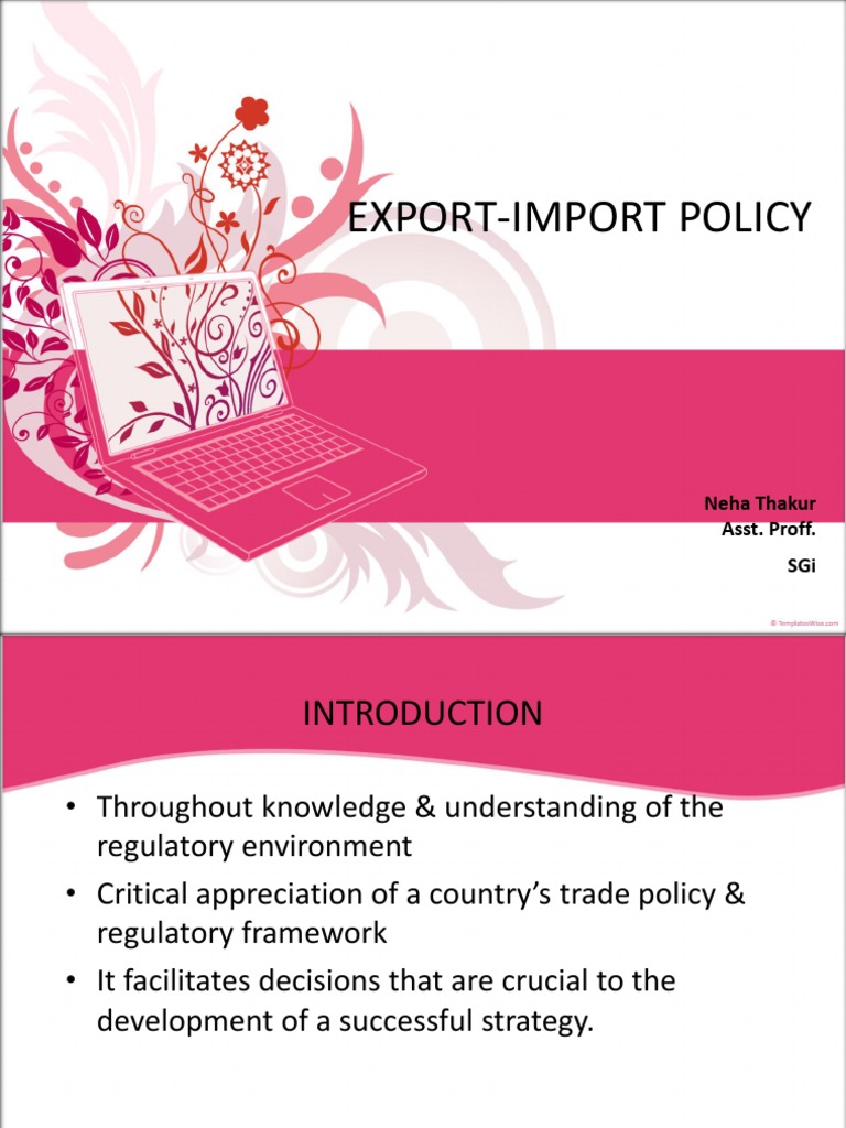 EXIM Policy PPT 2 | Exports | International Business