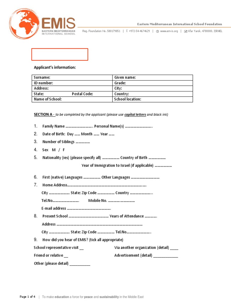 EMIS Application Form Jan2014 | PDF | Legal Guardian | Parent
