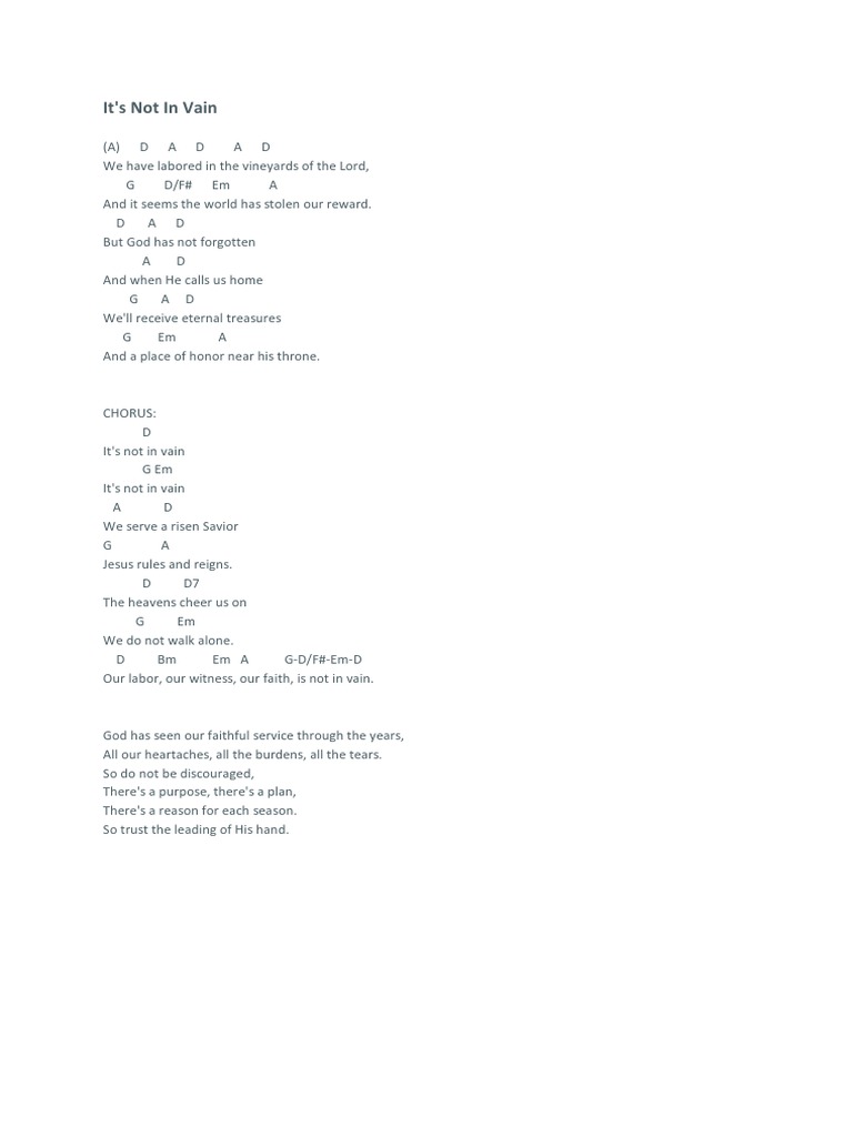 It's Not in Vain | PDF