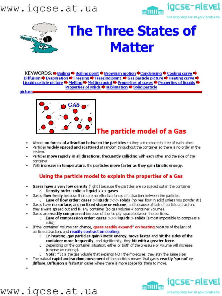 IGCSE Chemistry Note - States of Matter | PDF | Gases | Liquids