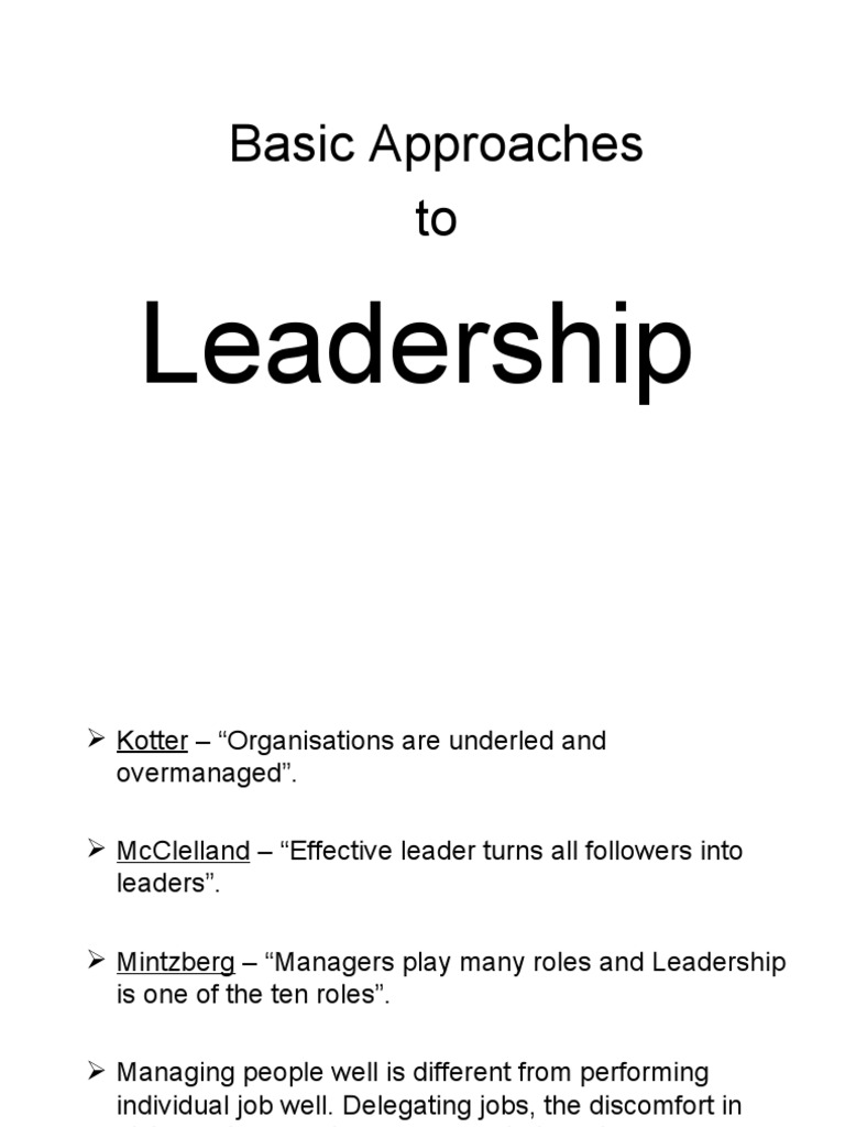 Basic Approaches To: Leadership | PDF | Leadership | Social Psychology