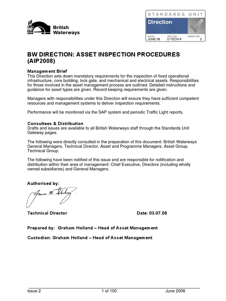 Asset - Inspection - Procedures Standard Inspection Unit | PDF | Safety ...