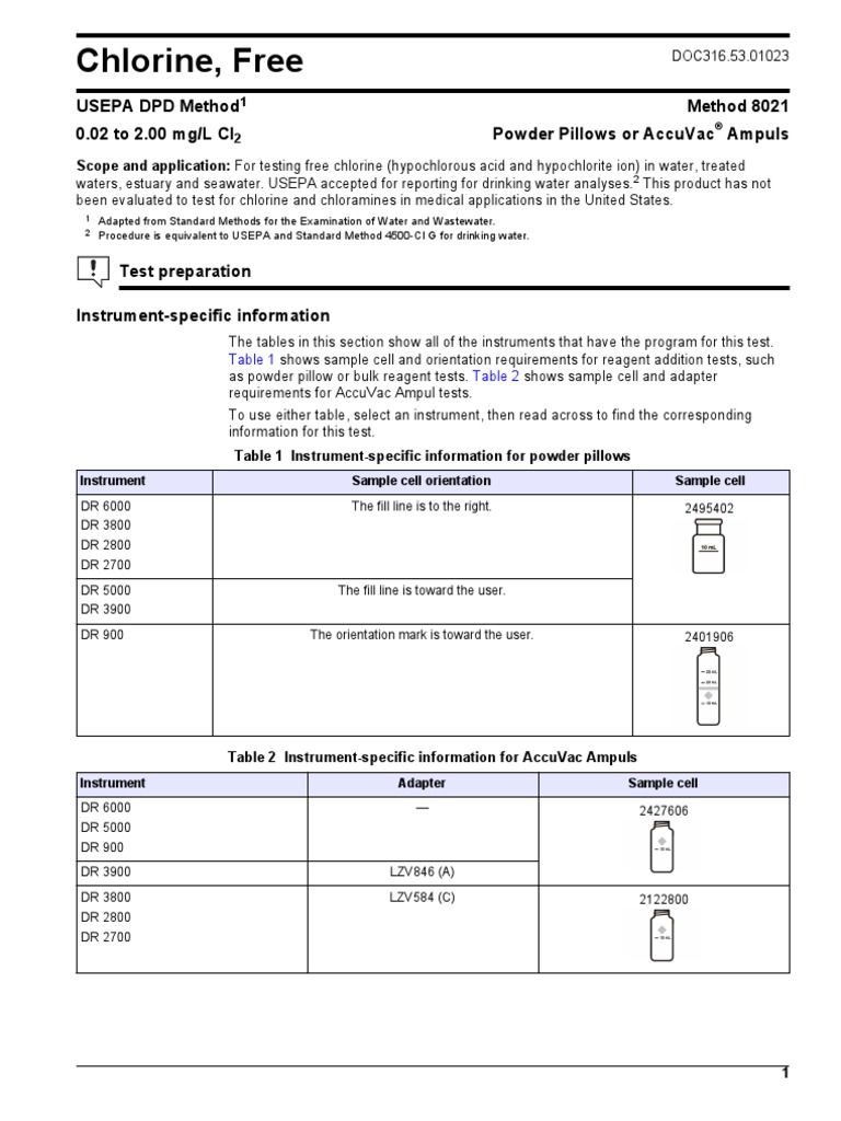 Chlorine Free DPD | PDF | Chlorine | Ph