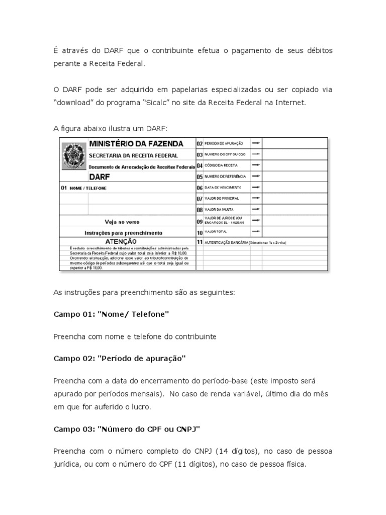 Preenchimento de DARF | PDF