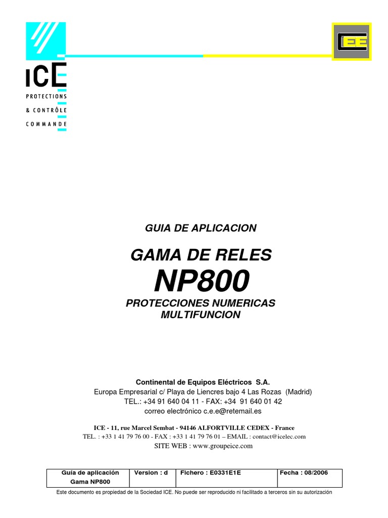 Manual - NP 800 - Guia Aplicacion (E0331E1E Ind D) | PDF | Relé ...