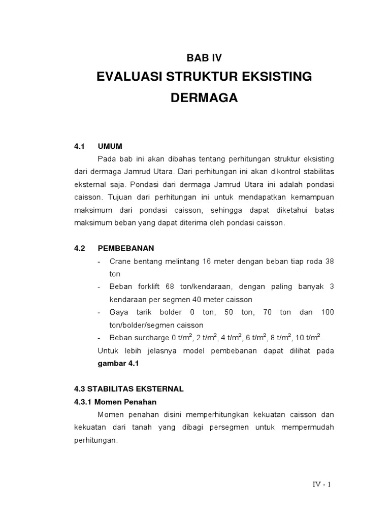 Evaluasi Pondasi Caisson Dermaga | PDF