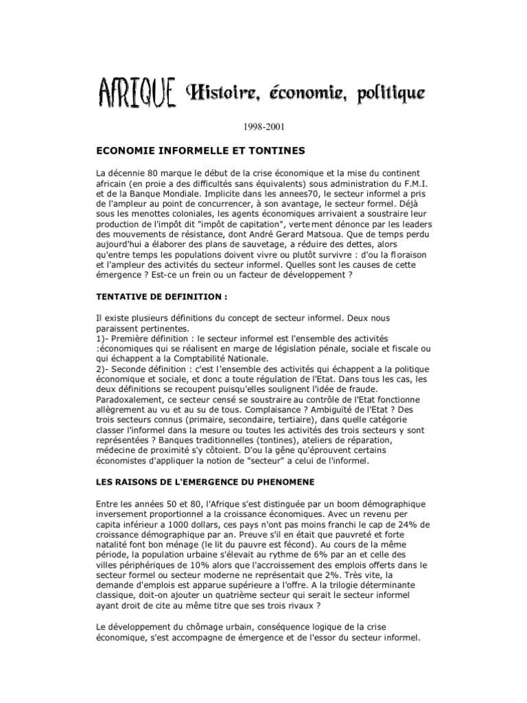 Economie Informel | PDF
