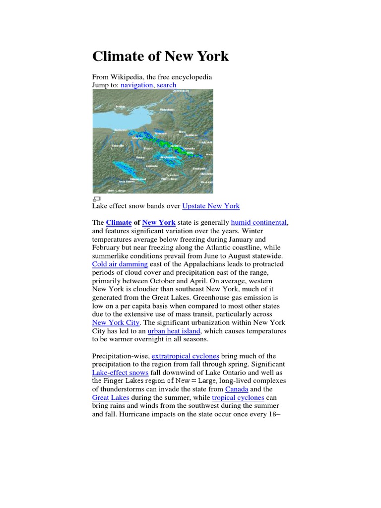 Climate of New York: Navigation Search | PDF | Meteorology | Oceanography