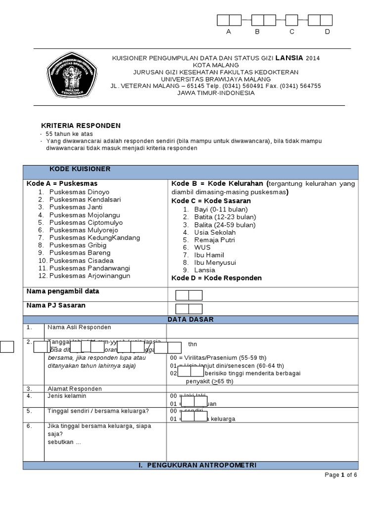 Kuesioner Lansia | PDF