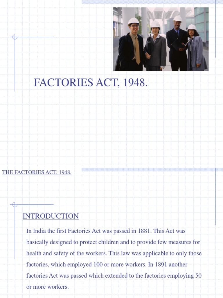 Factories Act 1948 Key Provisions Summary | PDF | Overtime | U.S ...