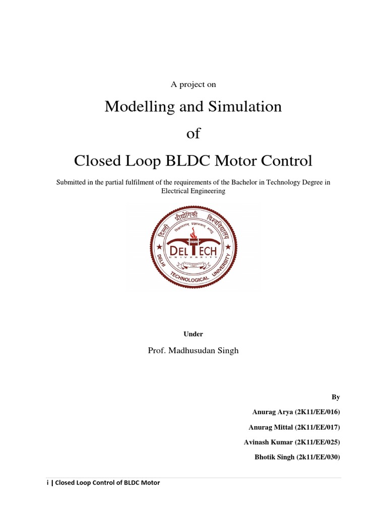 Modelling And Simulation Of Closed Loop Bldc Motor Control Pdf Electric Motor Power Inverter